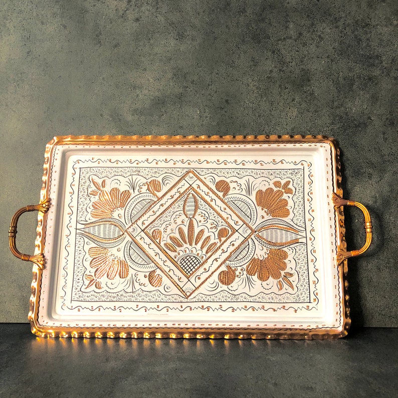 Handmade Copper Tray, Copper Serving Tray With Handles, Decoration Tray ...