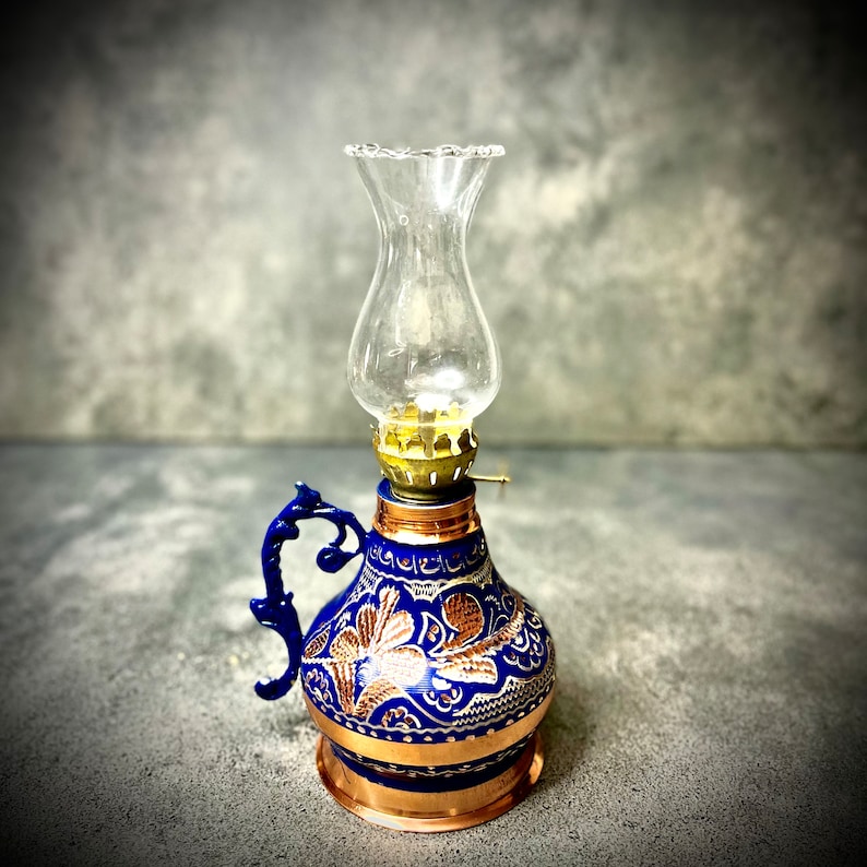 Vintage Turkish Copper Oil Lamp: Handmade Kerosene Lantern, Home Decor ...
