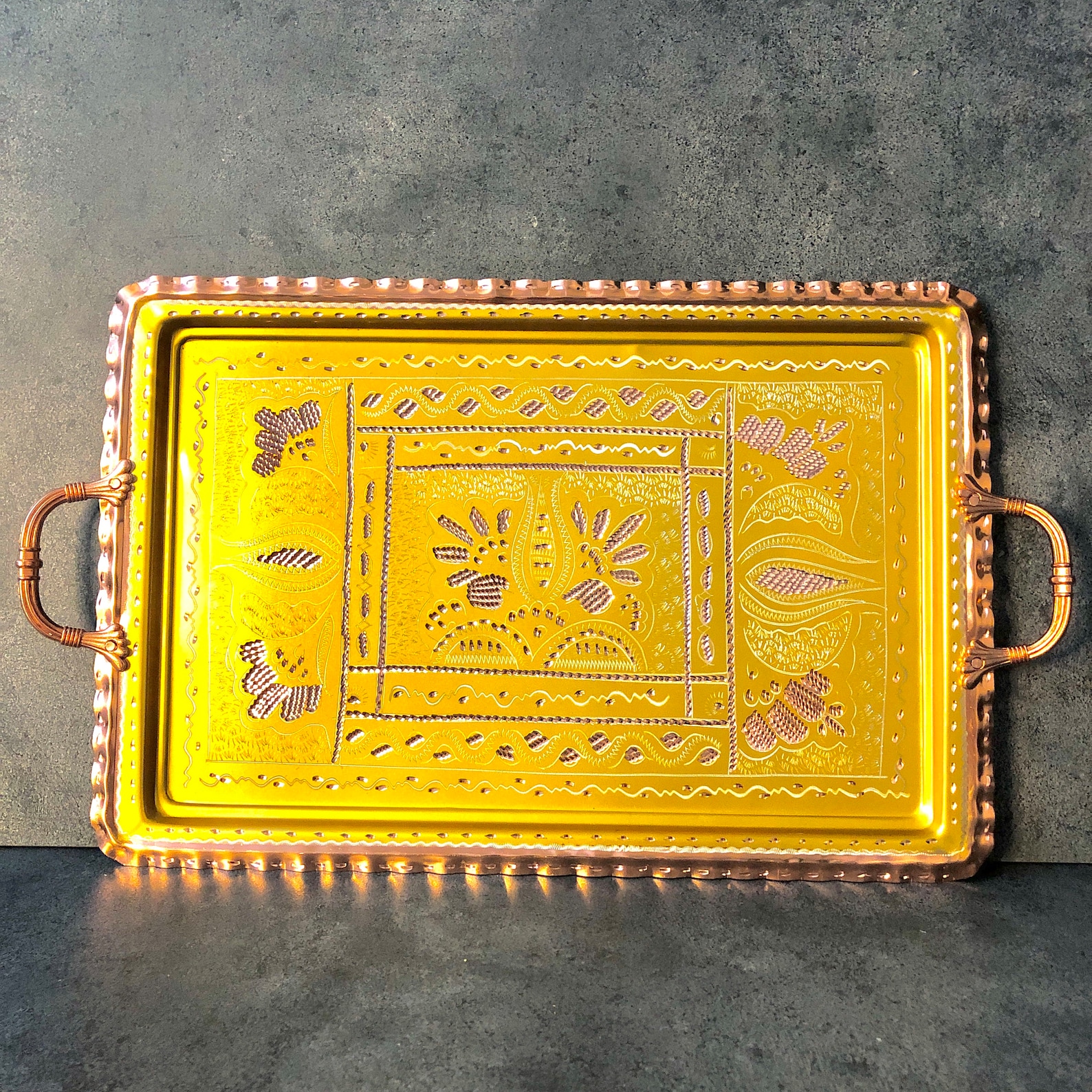 Handmade Copper Tray, Copper Serving Tray With Handles, Decoration Tray ...