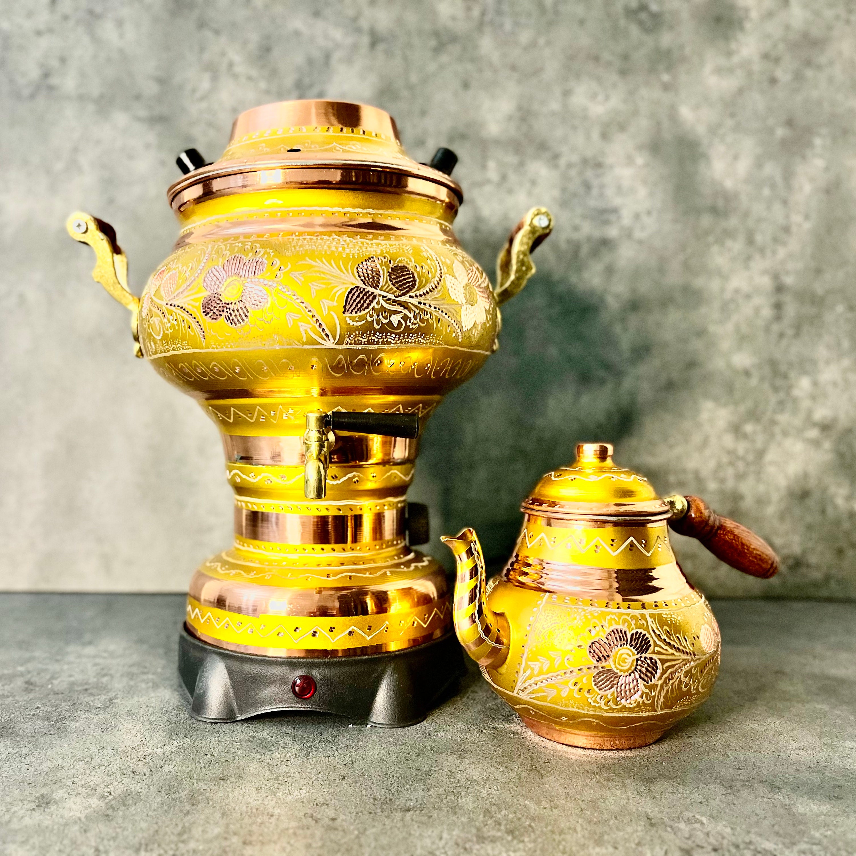Handmade Copper Electric Samovar Tea Maker: Engraved Turkish Design - Etsy