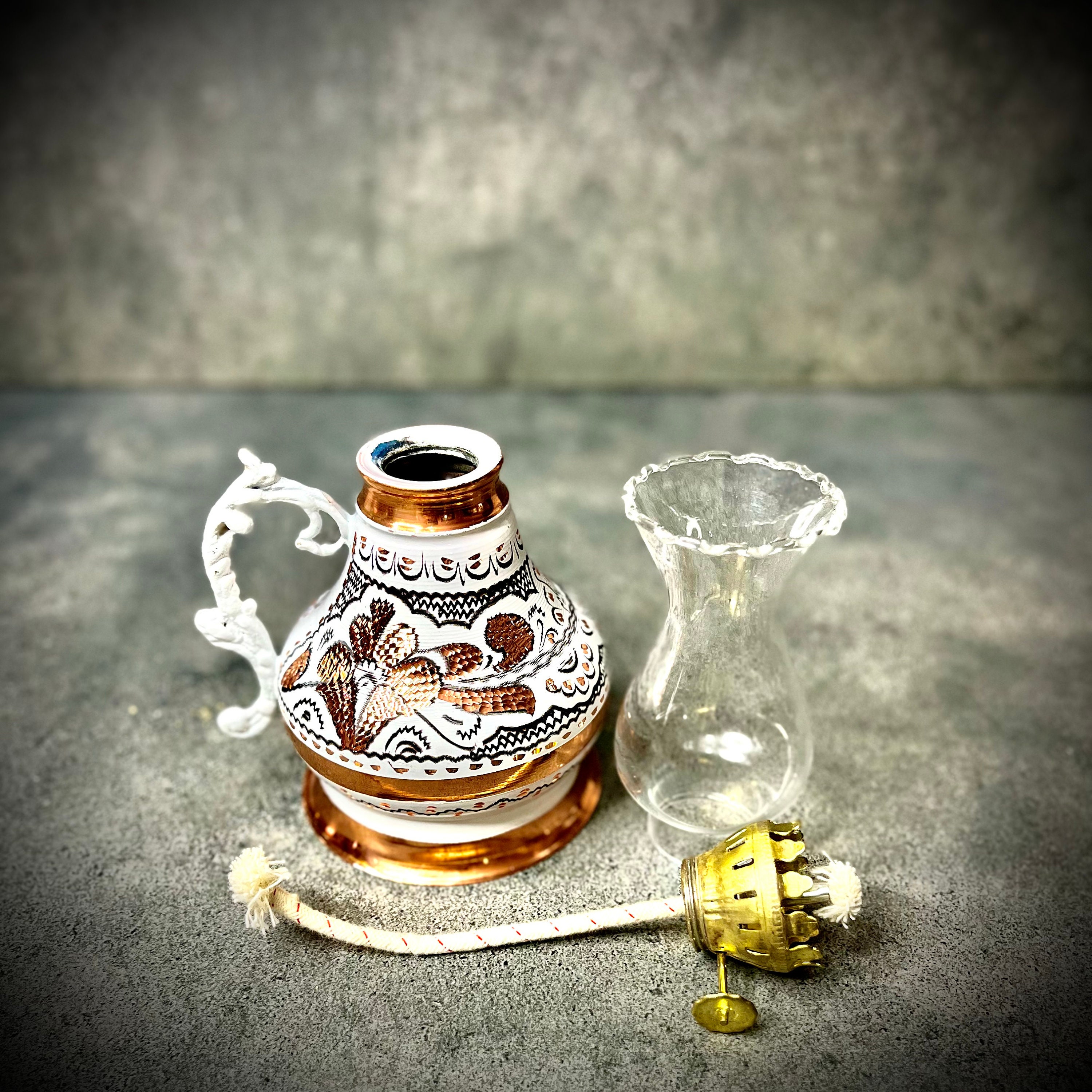 Vintage Turkish Copper Oil Lamp: Handmade Kerosene Lantern, Home Decor ...