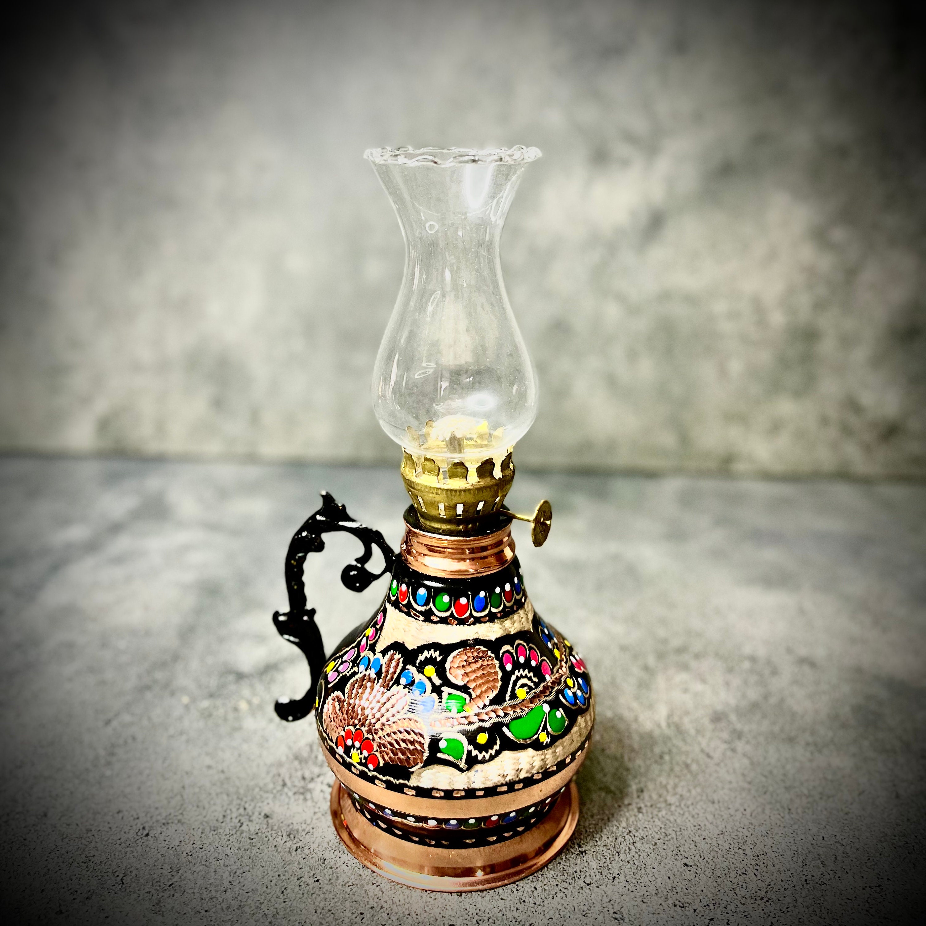 Vintage Turkish Copper Oil Lamp, Handmade Antique Copper Oil Lamp ...