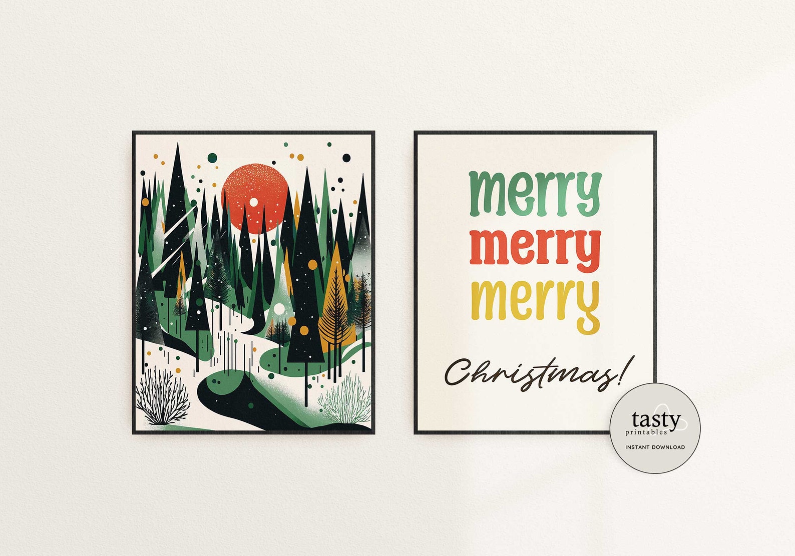 Printable Christmas Set of 2, Christmas Landscape Printable, Christmas ...