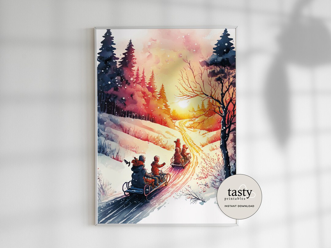 Winter Wonderland Sleigh Ride Christmas Wall Art Printable, Sleigh Ride ...