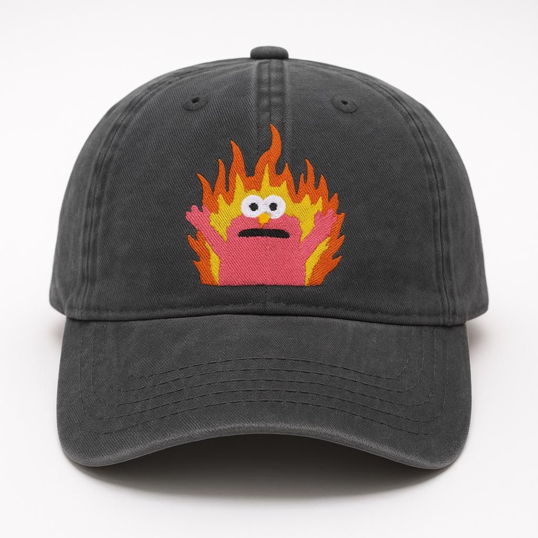 Elmo on Fire Meme, Funny Embroidered Dad Hat, Everything is Fine ...
