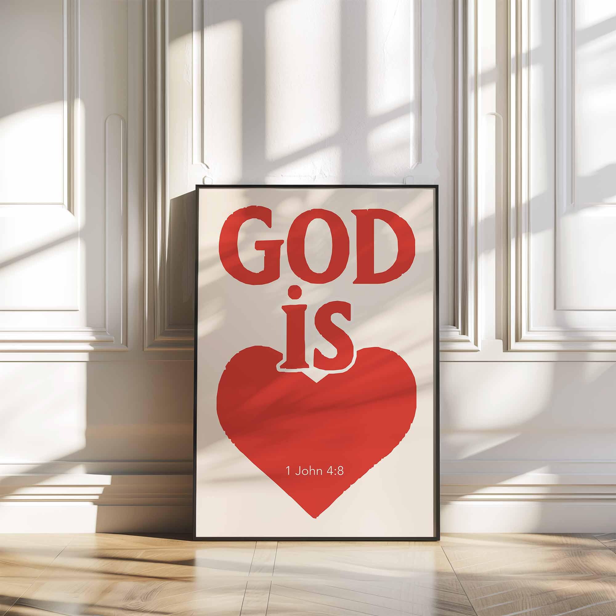God is Love, 1 John 4:8 Wall Art, Christian Wall Art Printable, Bible ...