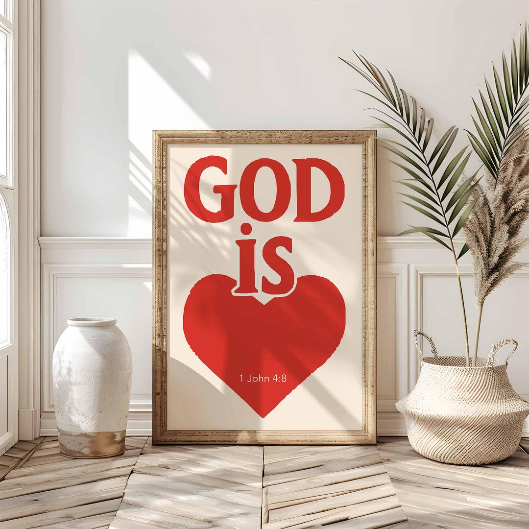 God is Love, 1 John 4:8 Wall Art, Christian Wall Art Printable, Bible ...