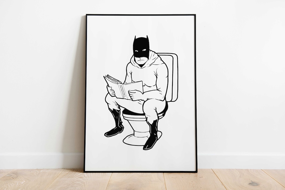 Batman on Toilet Funny Bathroom Wall Art Batman in Bathroom - Etsy UK
