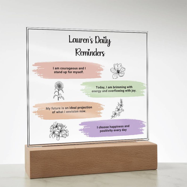 Custom Name Daily Reminders Acrylic Plaque, Mental Health Plaque, Daily ...