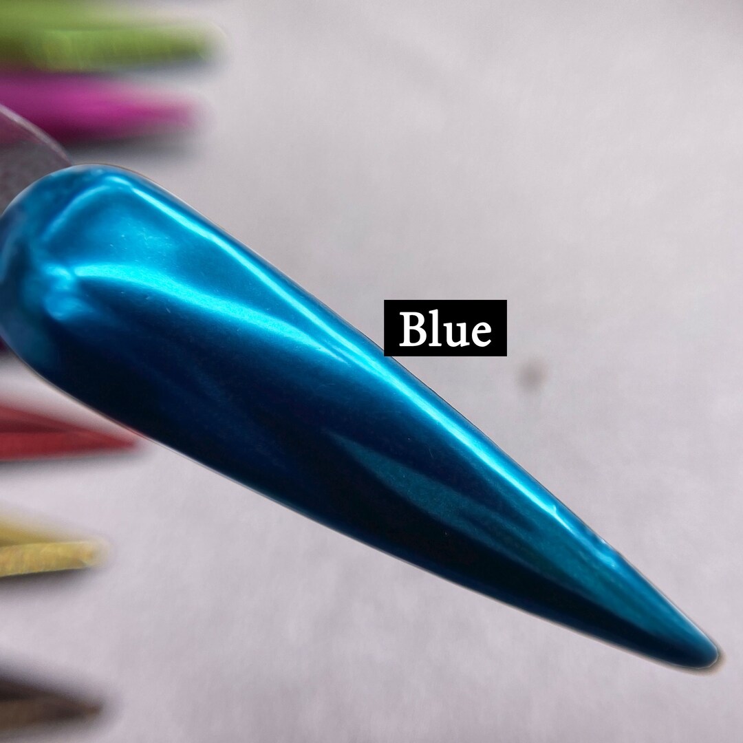 Chrome Mirror Nails Powder-blue-dip Powder for Nails Dip - Etsy