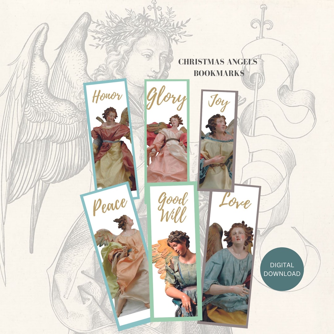 Christmas Printable Angel Bookmarks. Digital Download Bookmarks With ...