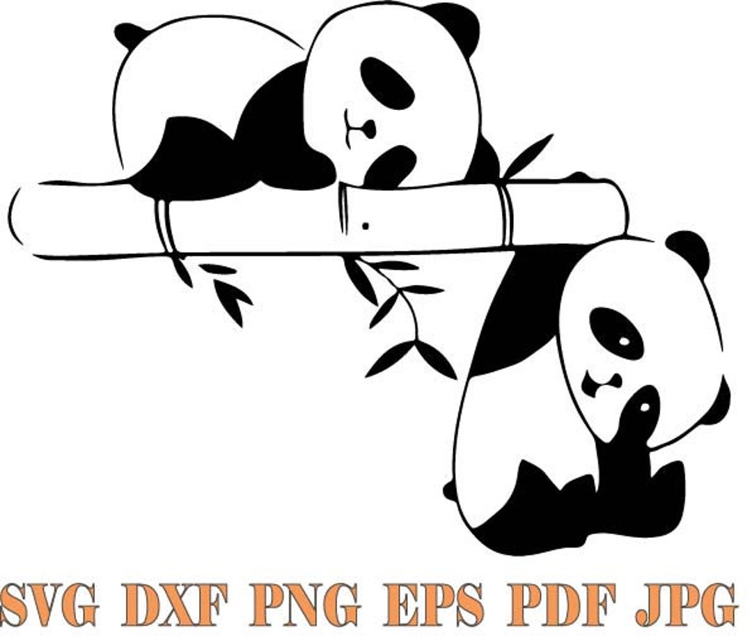 Pandas Hanging From Bamboo Svg, Cute Pandas, Baby Panda Friends, Animal ...