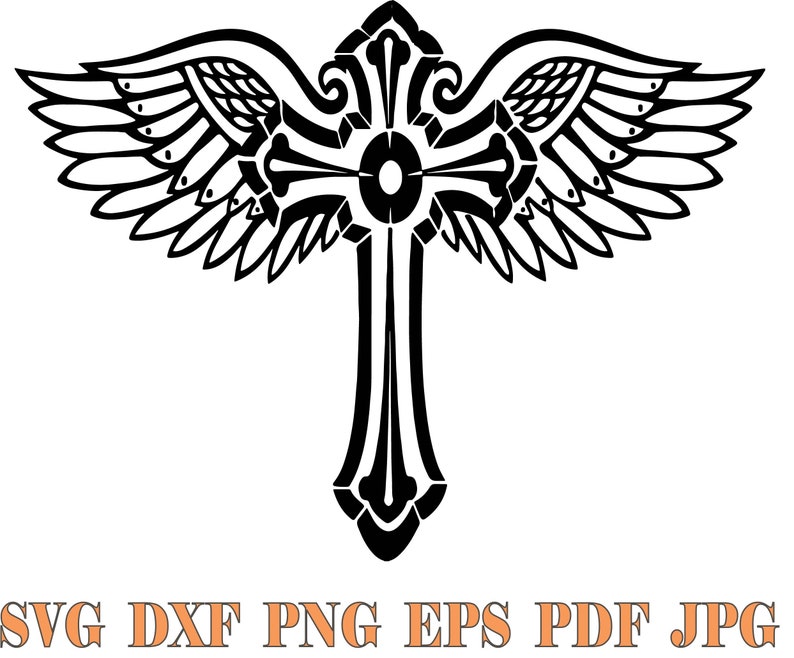 Angel Wing Cross Svg, Cross Svg, Christian,jesus, Belief Svg, Heaven ...
