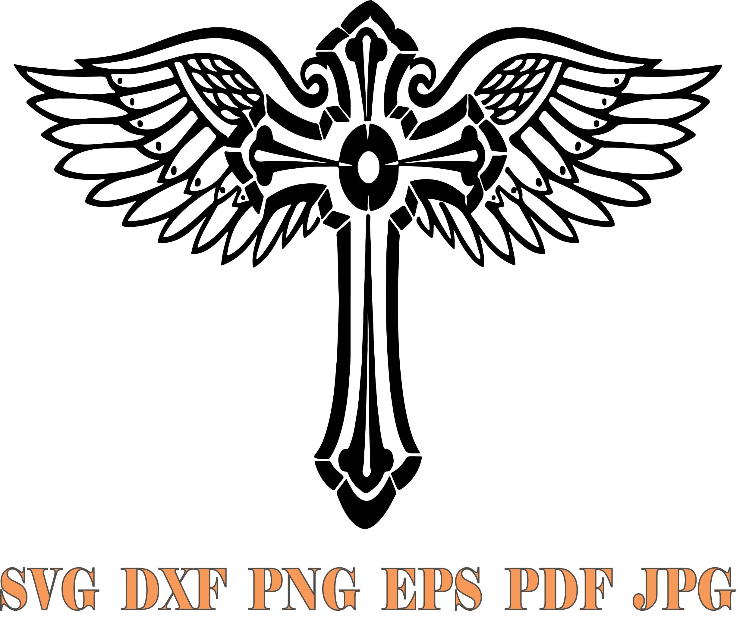 Angel Wing Cross Svg, Cross Svg, Christian,jesus, Belief Svg, Heaven ...