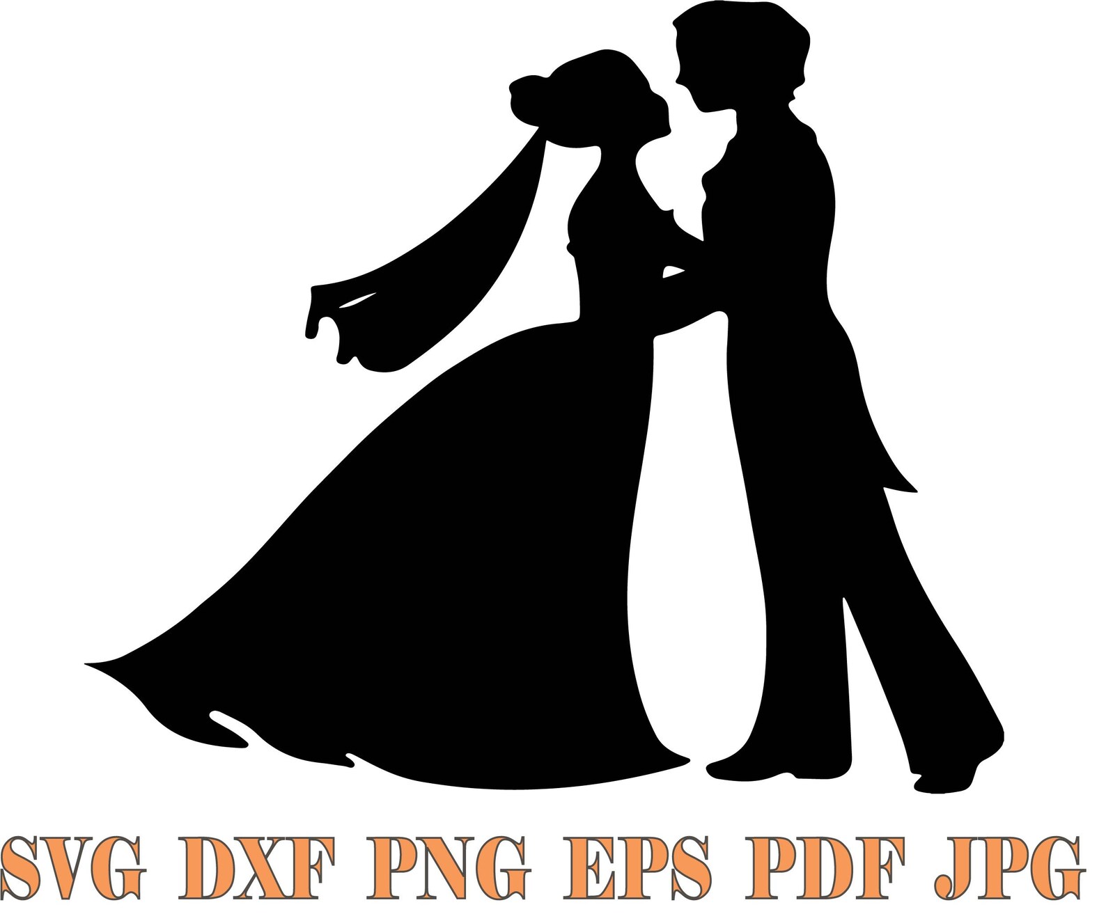 Bride and Groom Svg, Wedding Svg, Bride Bun Svg, Wedding Silhouette Svg ...