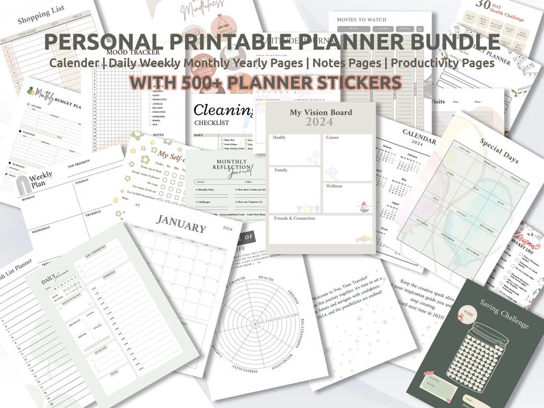 2024 Personal Printable Planner Bundle Calender Daily Weekly - Etsy ...