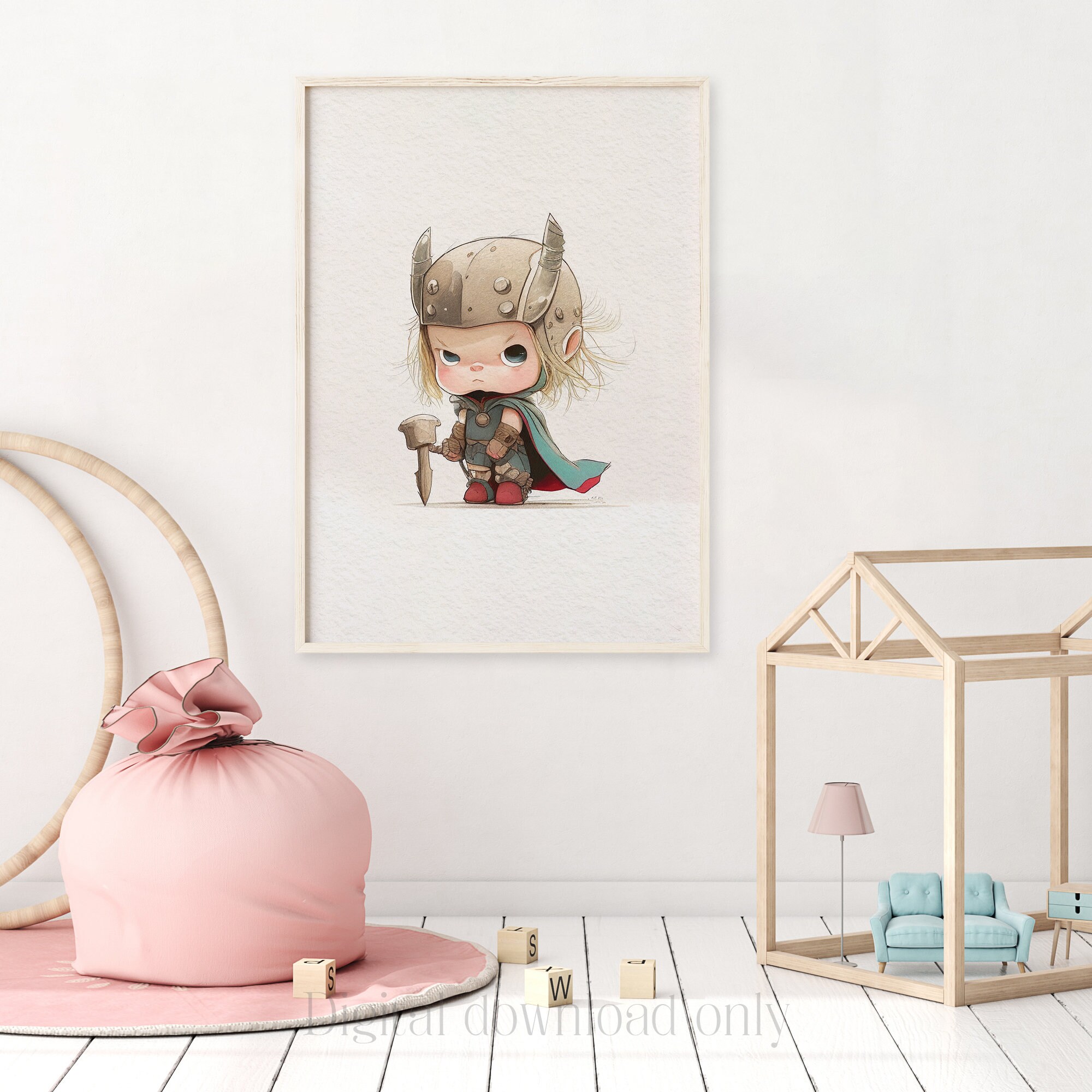 Superhero Baby Thor Watercolor Fine Art Print Perfect for a - Etsy