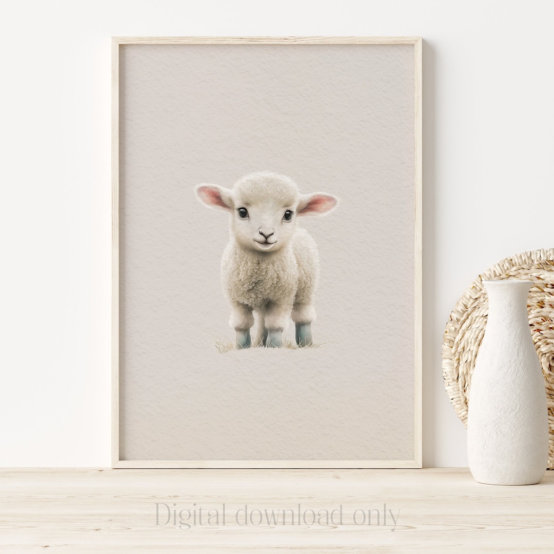 Baby Sheep, Farm Animal Watercolor Fine Art Print – Perfect for a ...