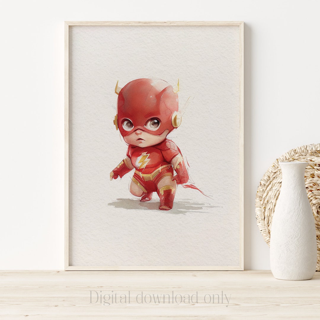 Superhero Baby Running Man Watercolor Fine Art Print – Perfect for a ...