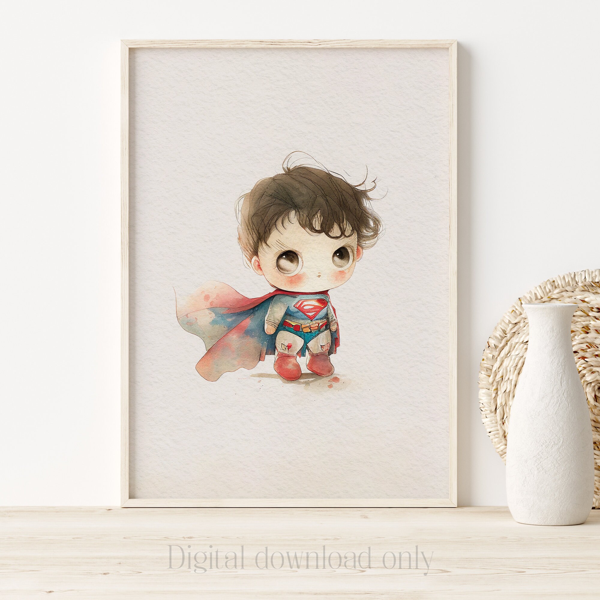 Superhero Baby Super Man Watercolor Fine Art Print – Perfect for a ...