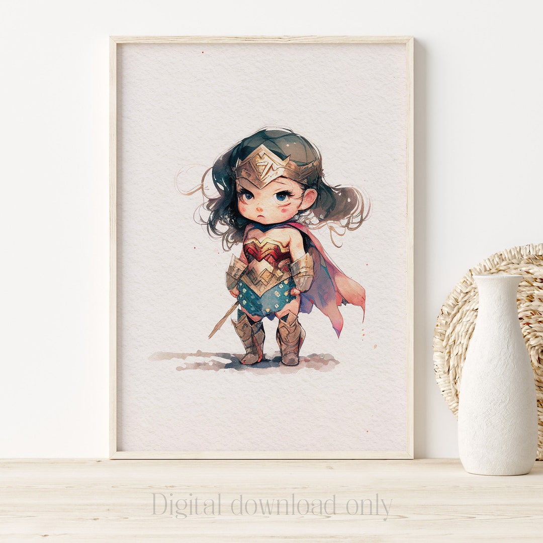 Superhero Baby Woman Watercolor Fine Art Print – Perfect for a Gender ...