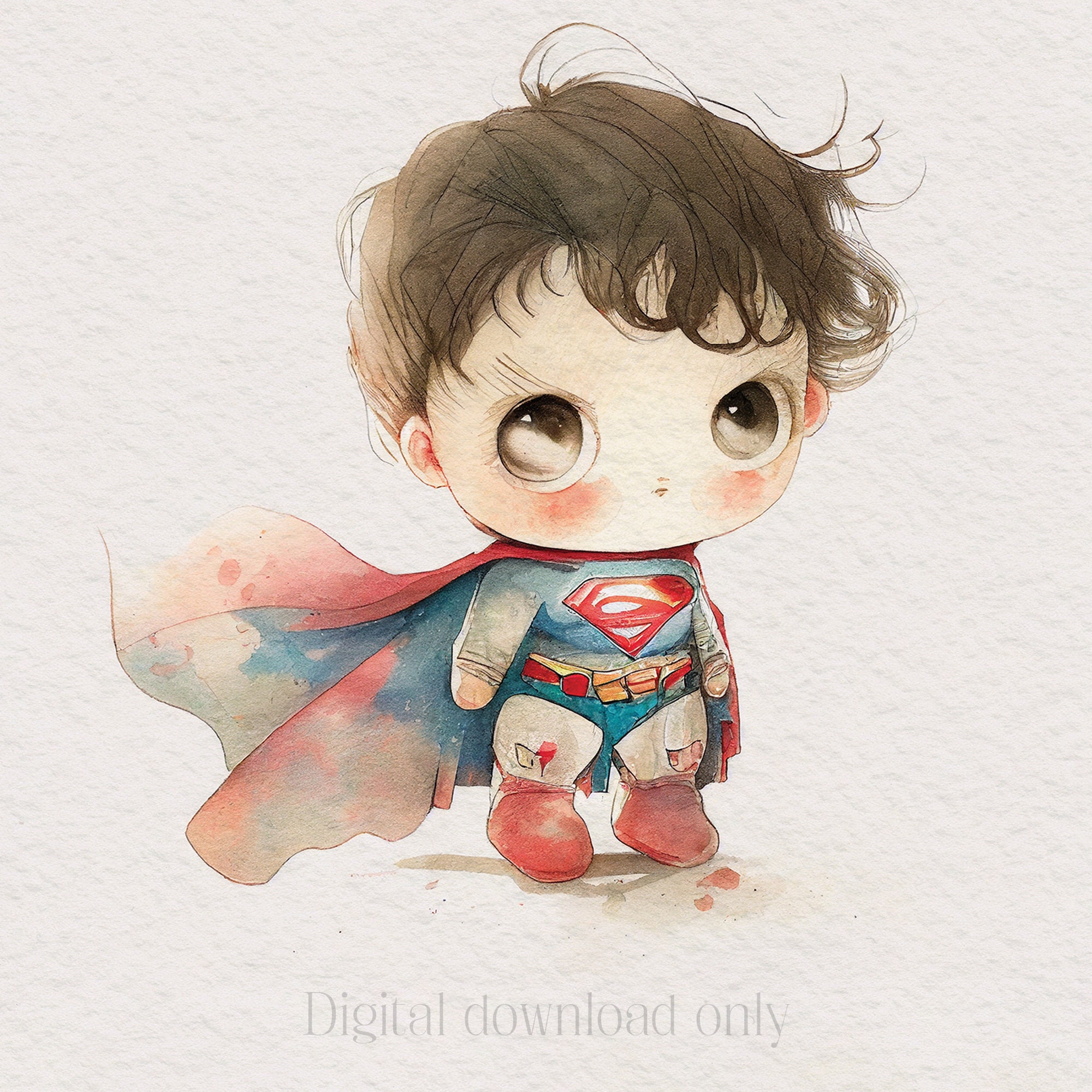 Superhero Baby Super Man Watercolor Fine Art Print Perfect - Etsy
