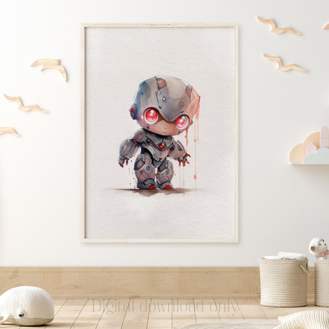 Superhero Baby Cyborg Watercolor Fine Art Print – Perfect for a Gender ...