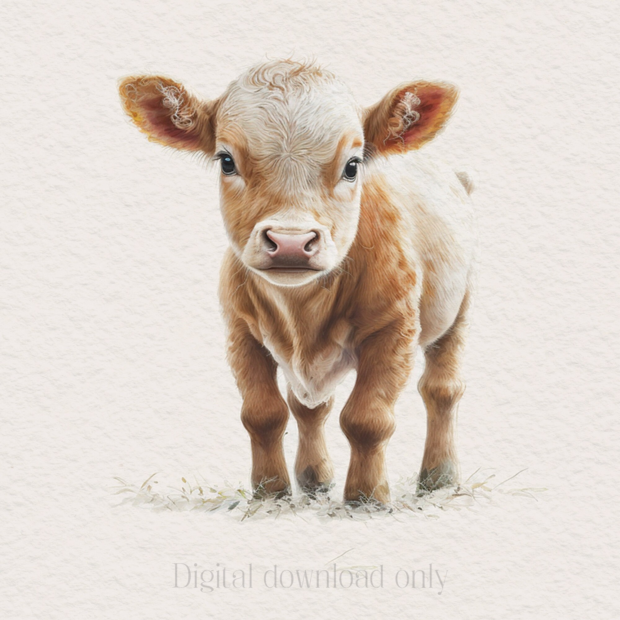 Watercolor Baby Cow, Calf Fine Art Print – Perfect for a Gender Neutral ...