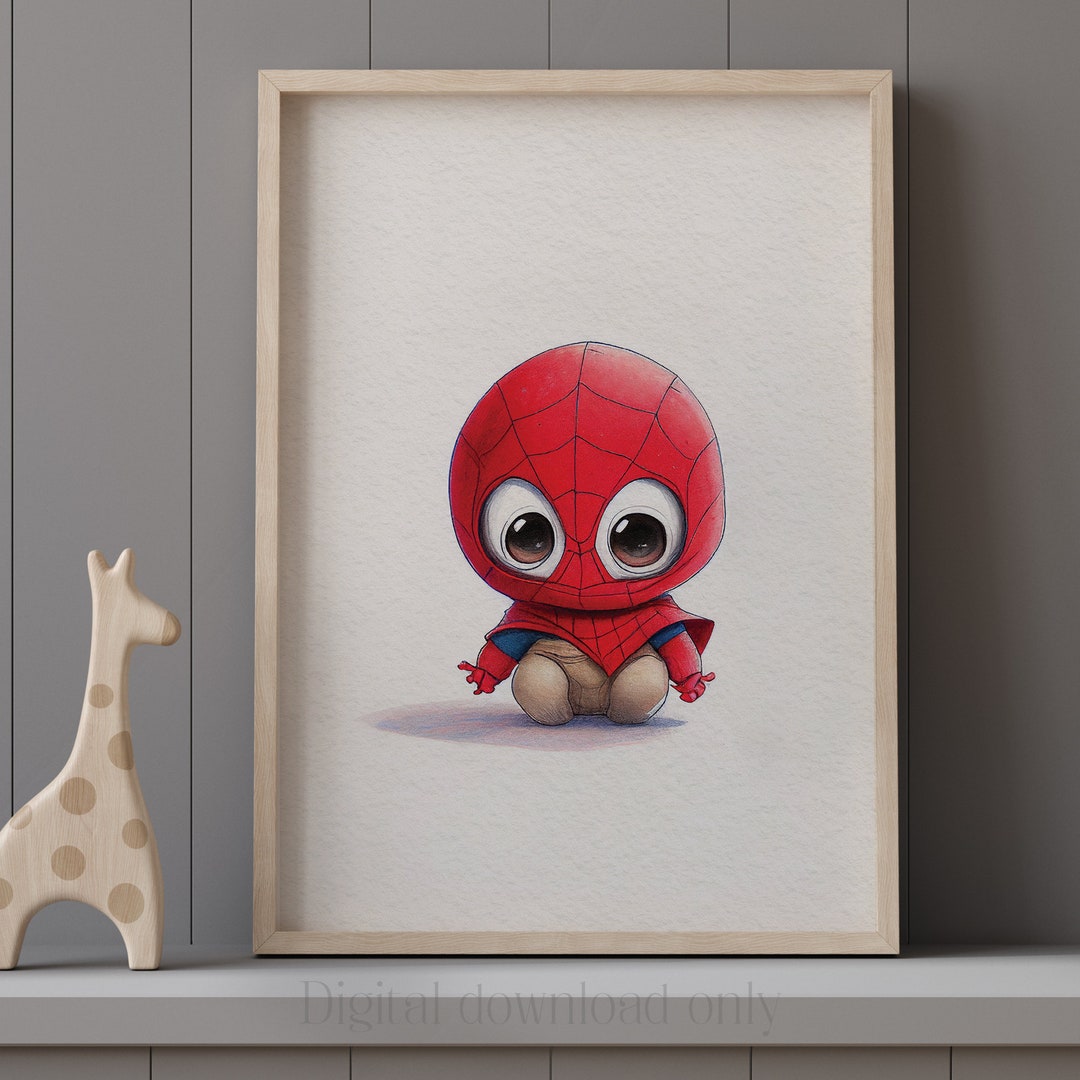 Superhero Baby Spider Man Watercolor Fine Art Print – Perfect for a ...
