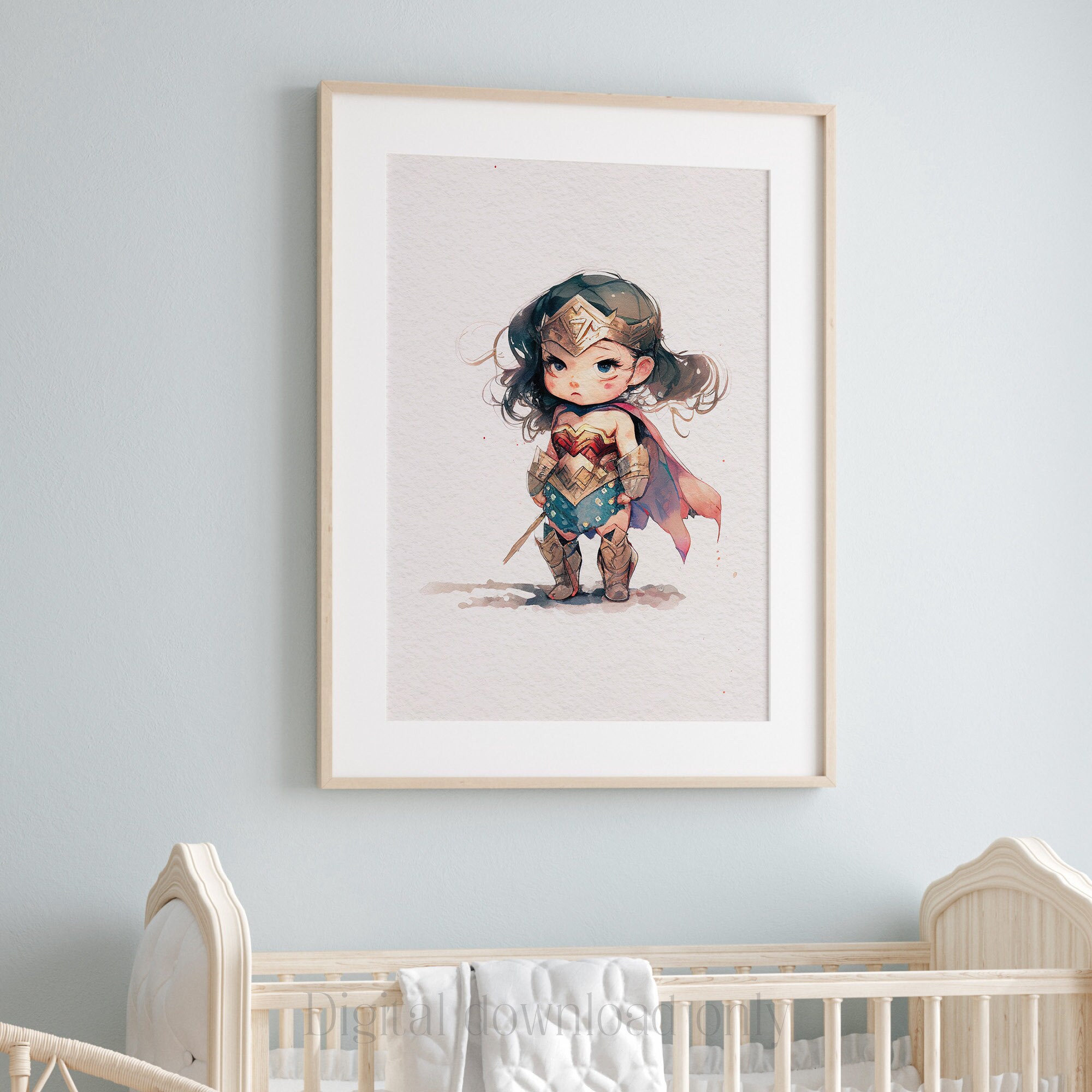 Superhero Baby Woman Watercolor Fine Art Print – Perfect for a Gender ...