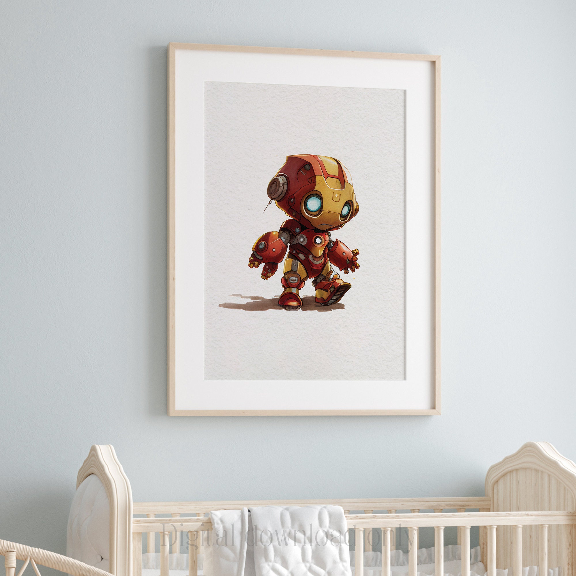 Superhero Baby Iron Robot Man Watercolor Fine Art Print – Perfect for a ...