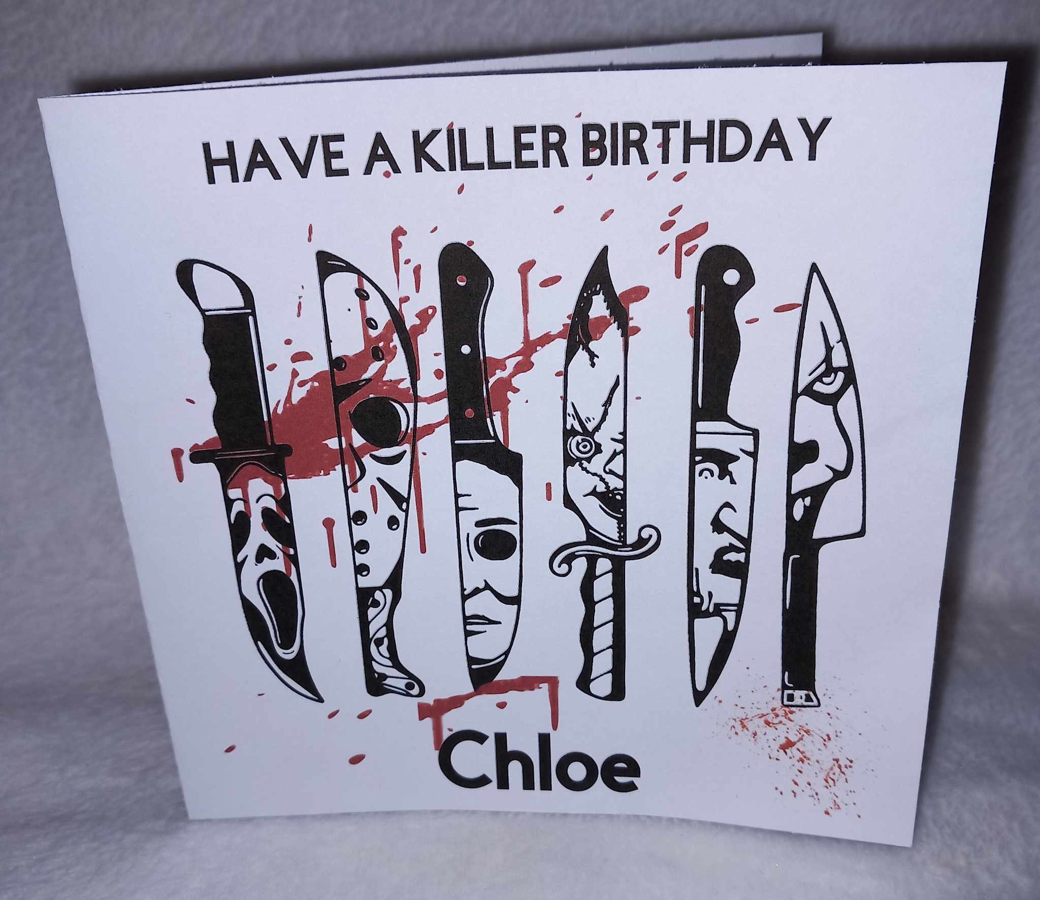 Personalised Horror Birthday Card, Have a Killer Birthday, Blood ...
