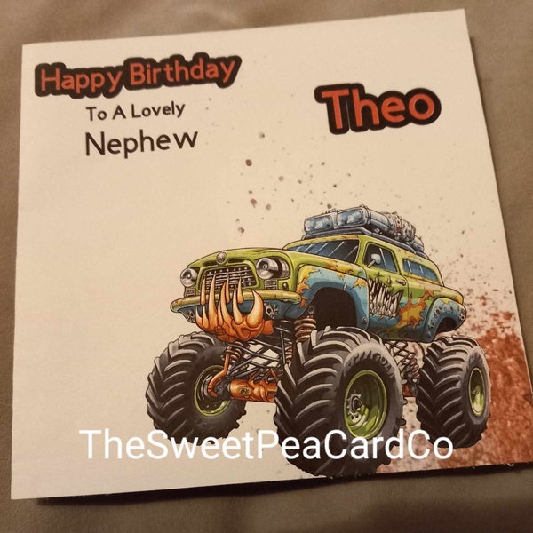 Personalised Monster Truck Cards - Etsy