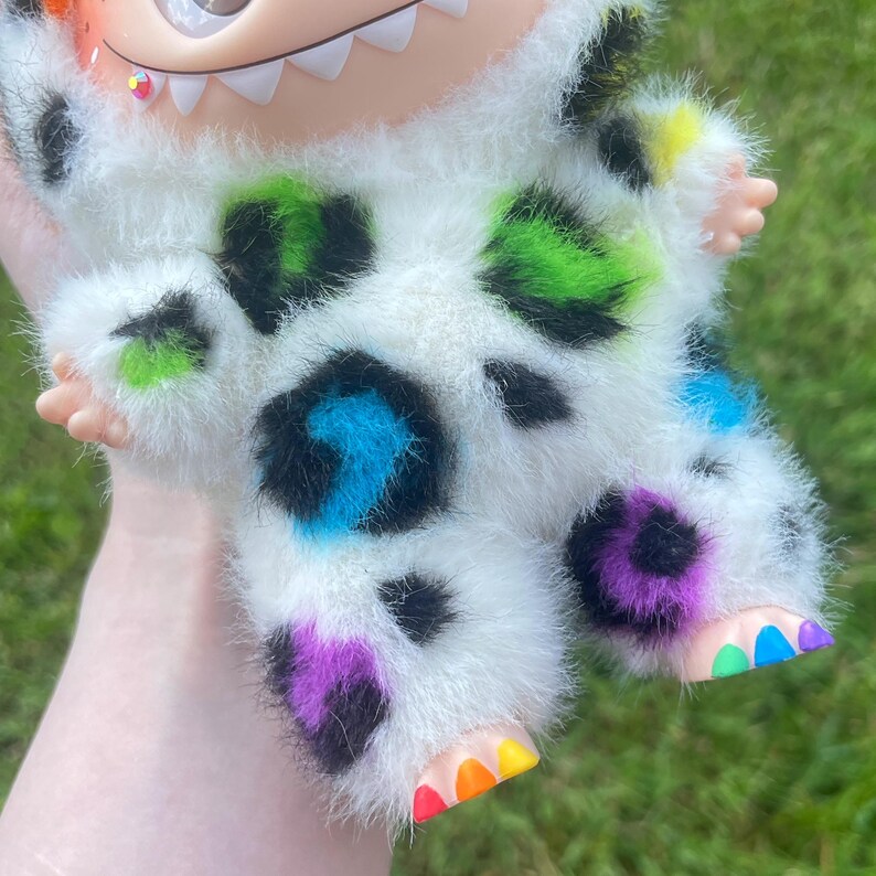 Custom Painted Rainbow Cheetah Print Official Labubu Plush - Etsy