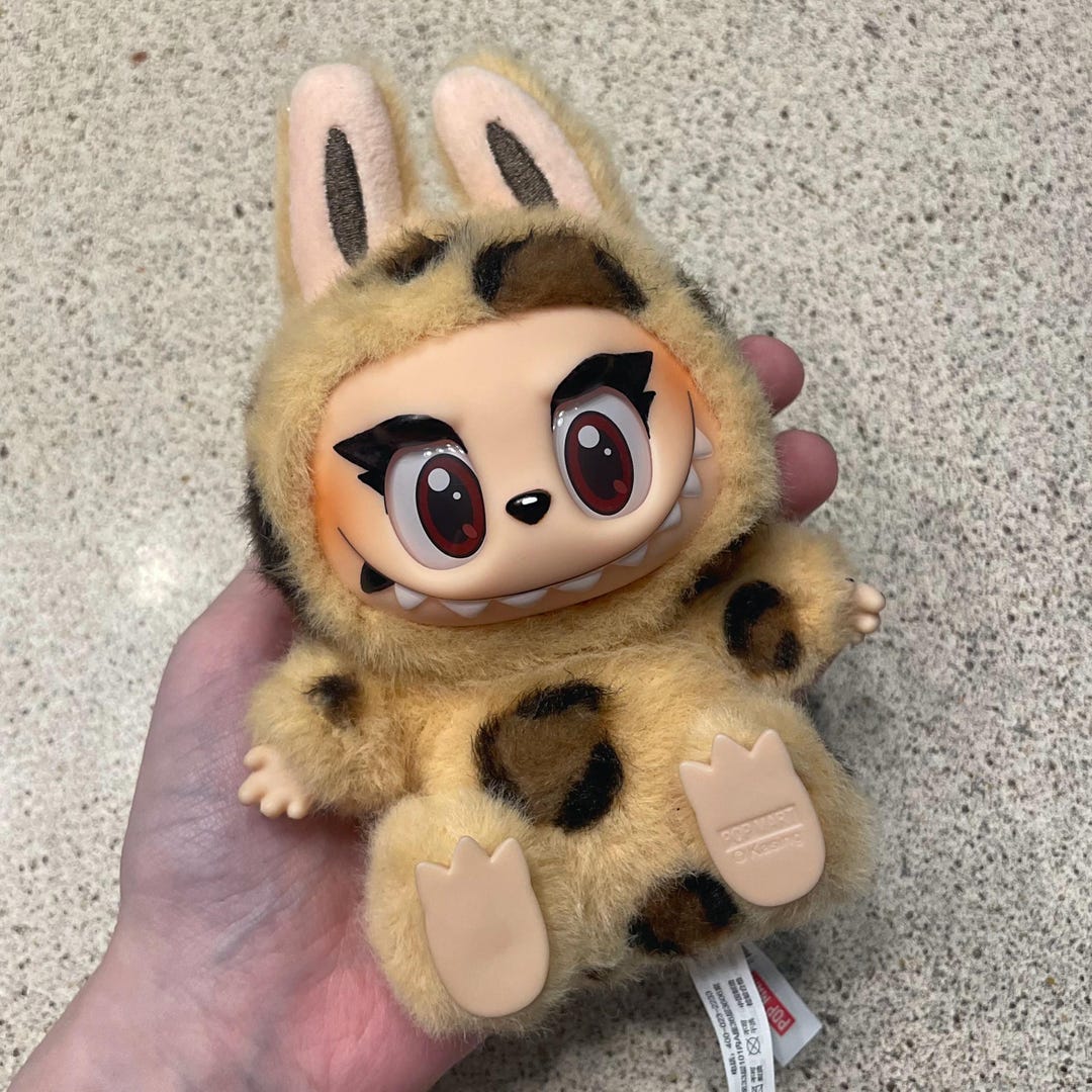Hand Painted Brown Cheetah Print Baba Labubu Plush - Etsy