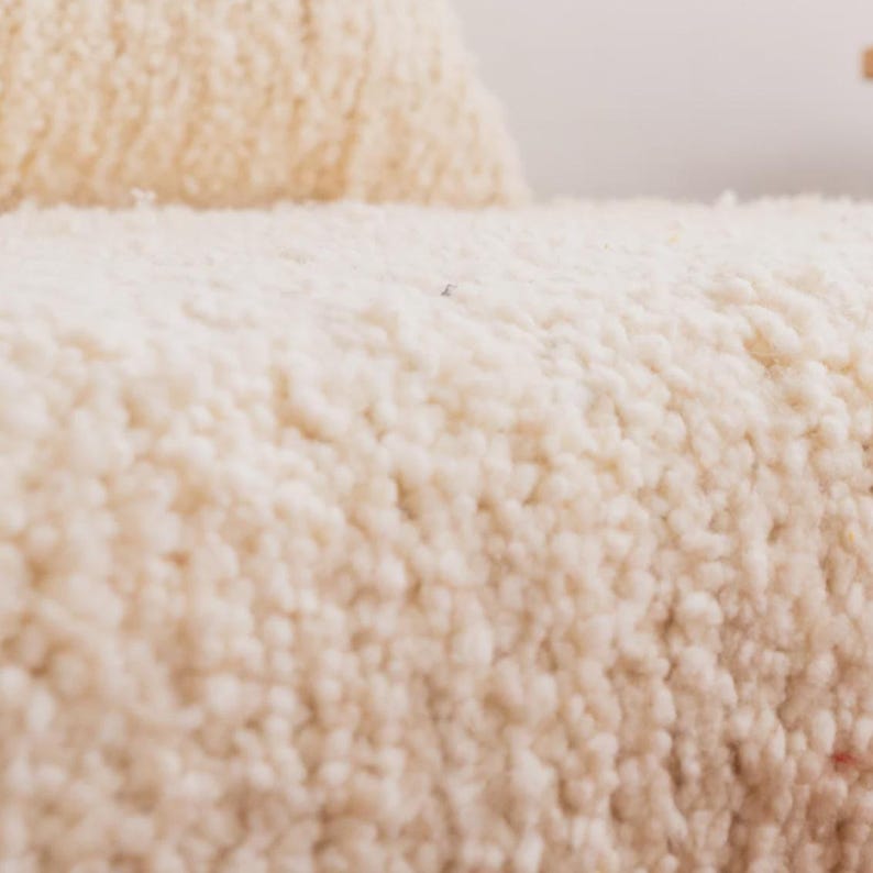 Moroccan Wool Floor Couch, Handknotted Boujaad Loveseat, Abstract ...