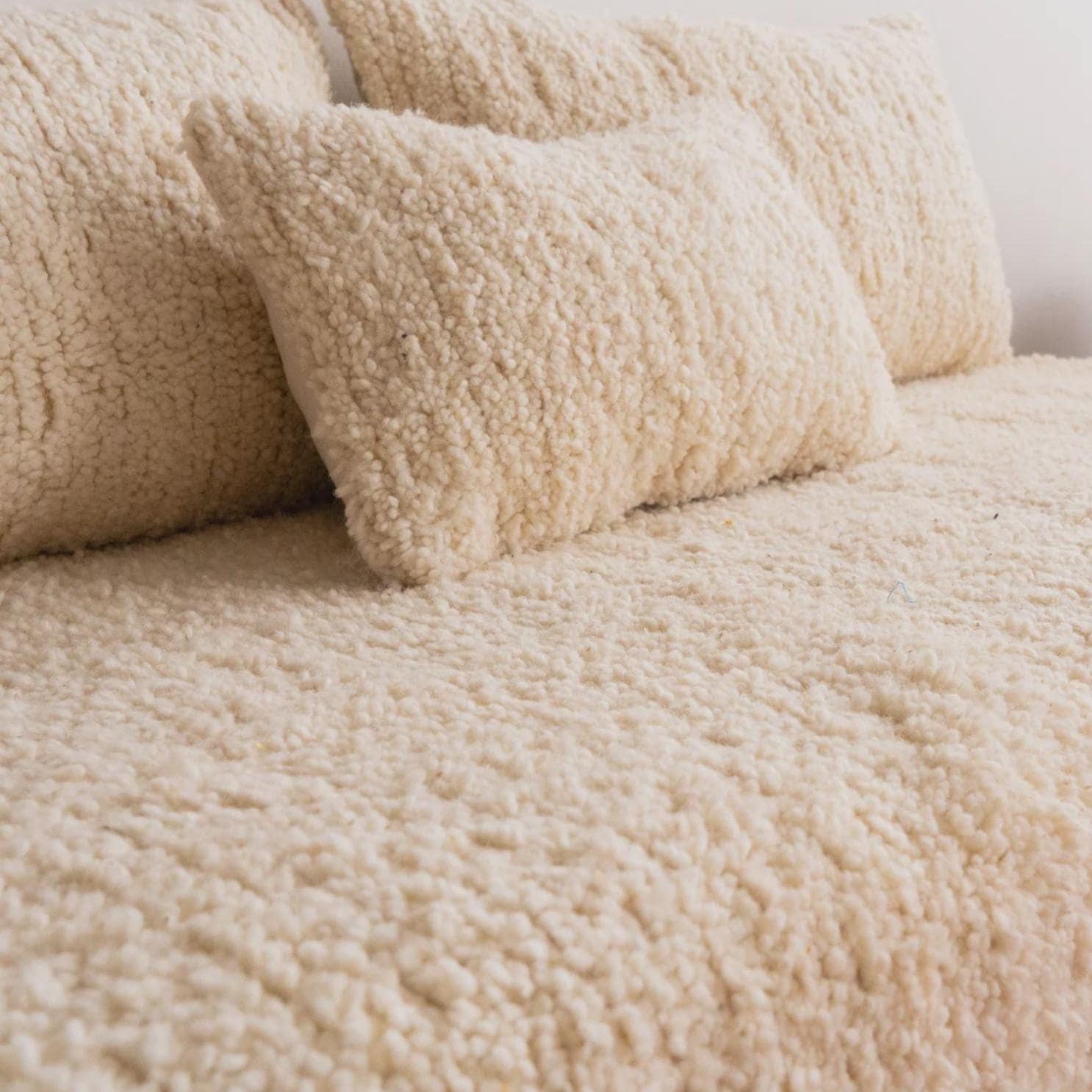 Moroccan Wool Floor Couch, Handknotted Boujaad Loveseat, Abstract ...