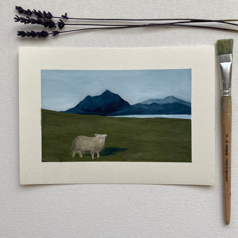 Sheep Oil Painting Original Art Farm Animals Small Pastoral - Etsy