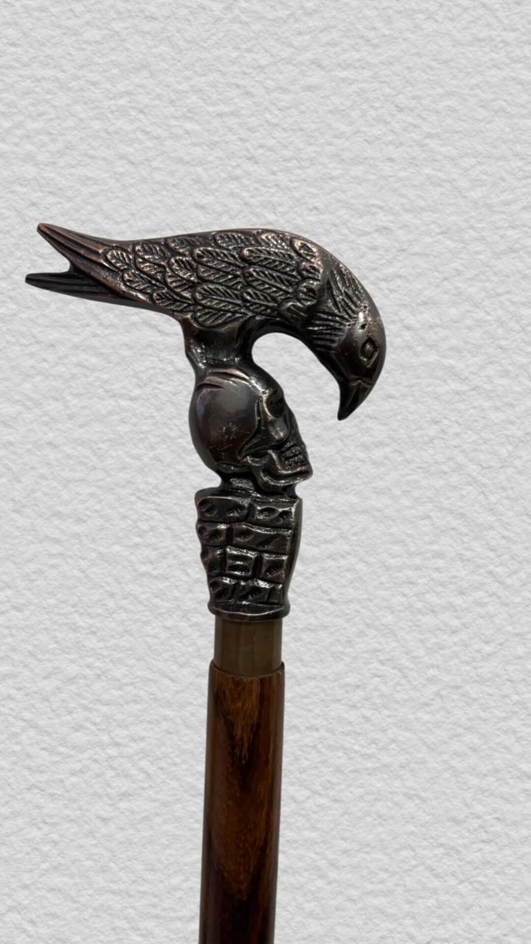 Wooden Walking Stick With Crow-design Handle – Handmade Gothic ...