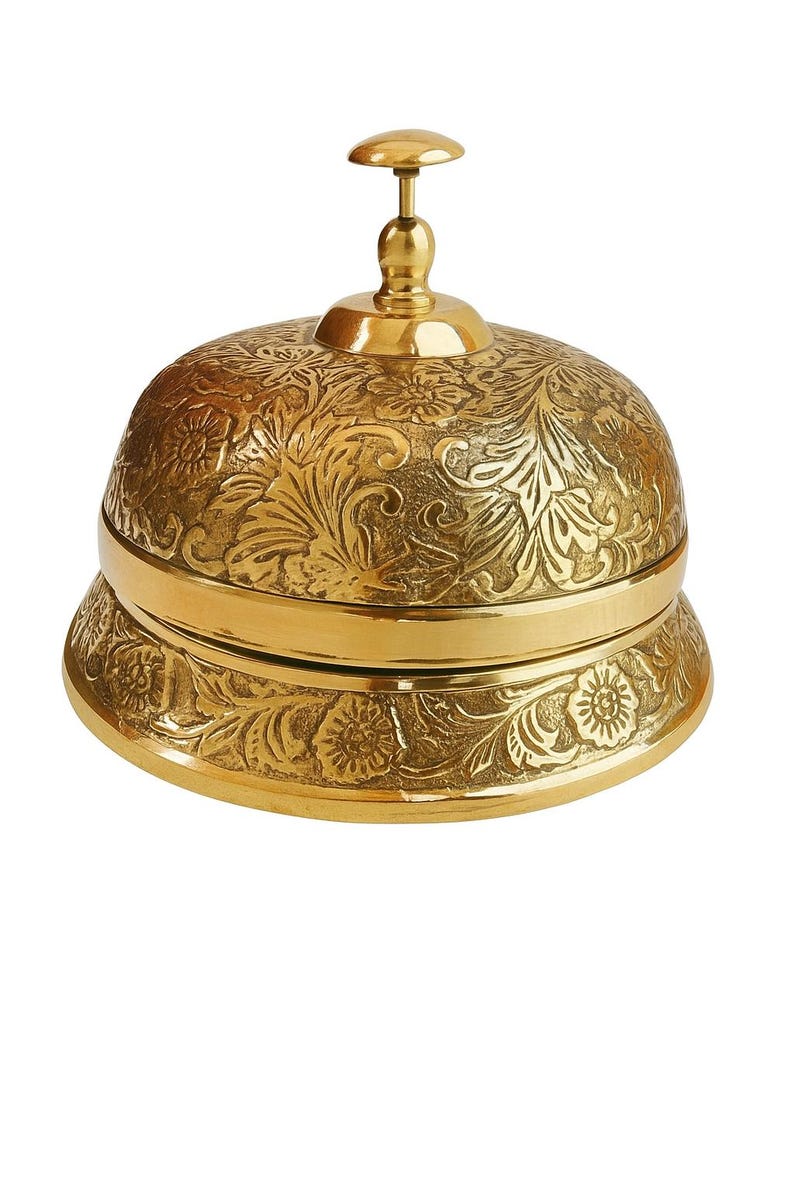 Handmade Silver Table Desk Bell: Ornate Hotel Service Counter Bell - Etsy