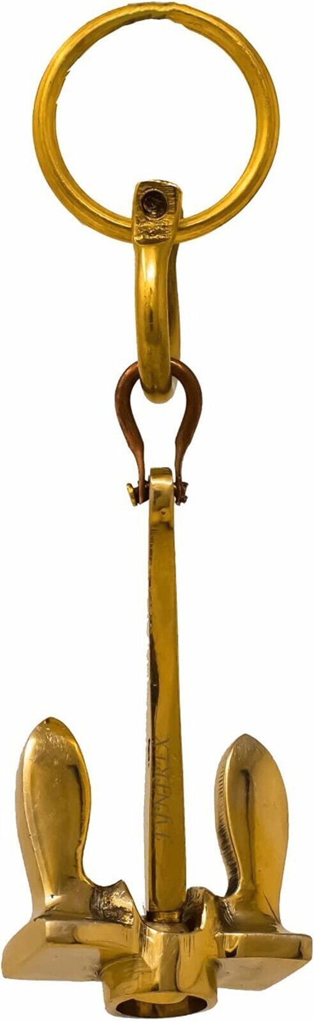 Handcrafted Brass Anchor Key Ring Nautical Keychain Maritime Gift Boat ...