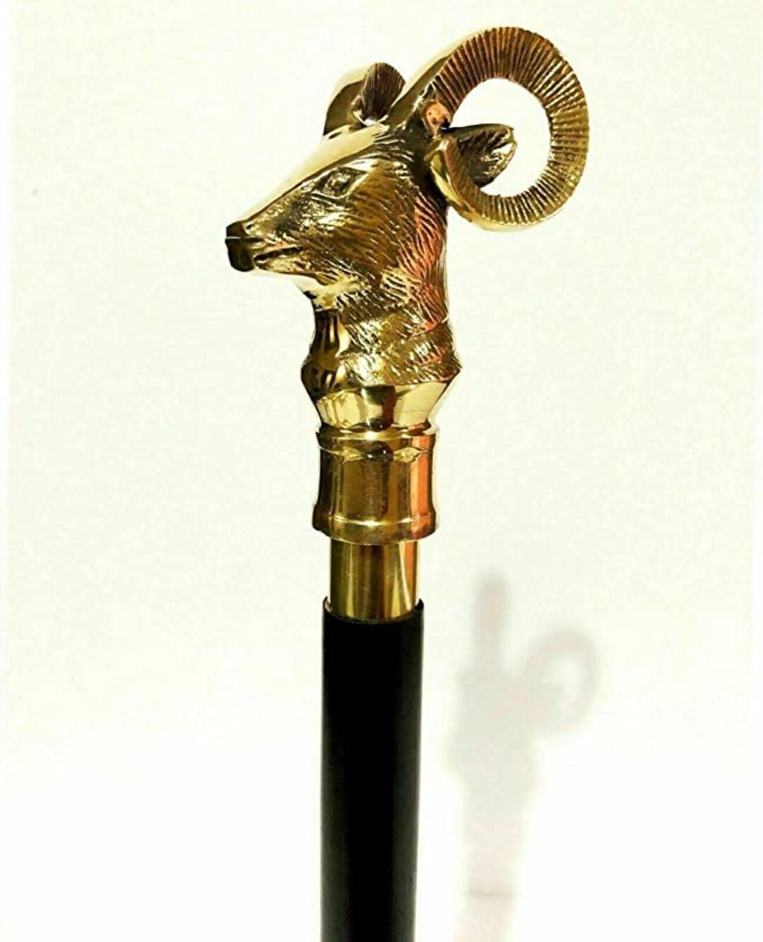 Antique Solid Brass Goat Head Handle Walking Cane Antique Style Solid ...