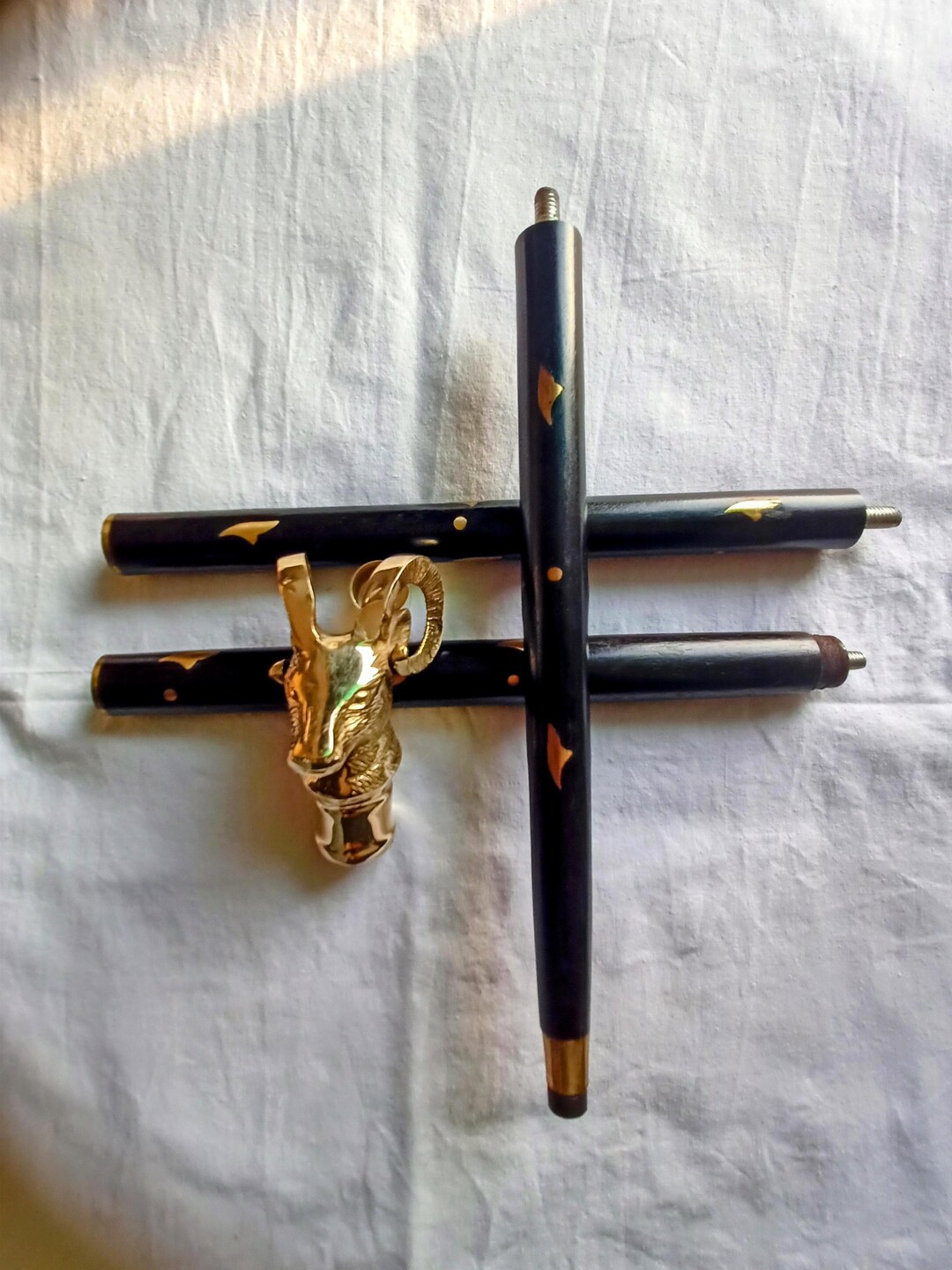 Brass Ram Head Walking Cane Wooden Stick With Brass Handle ...