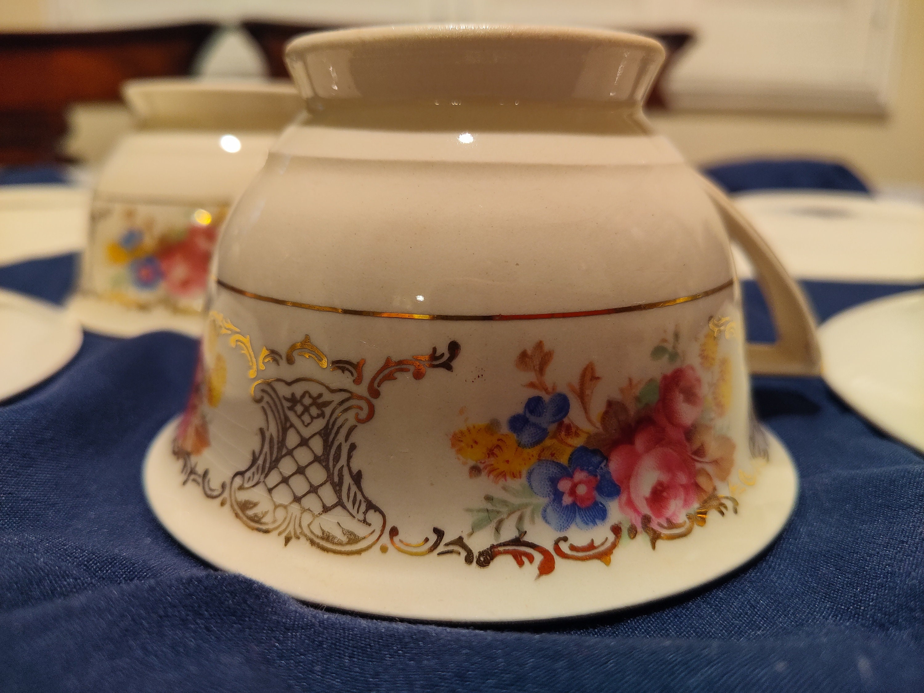 4 Vintage Edwin M Knowles China Co. Hostess Gold Trimmed and Flower Tea ...