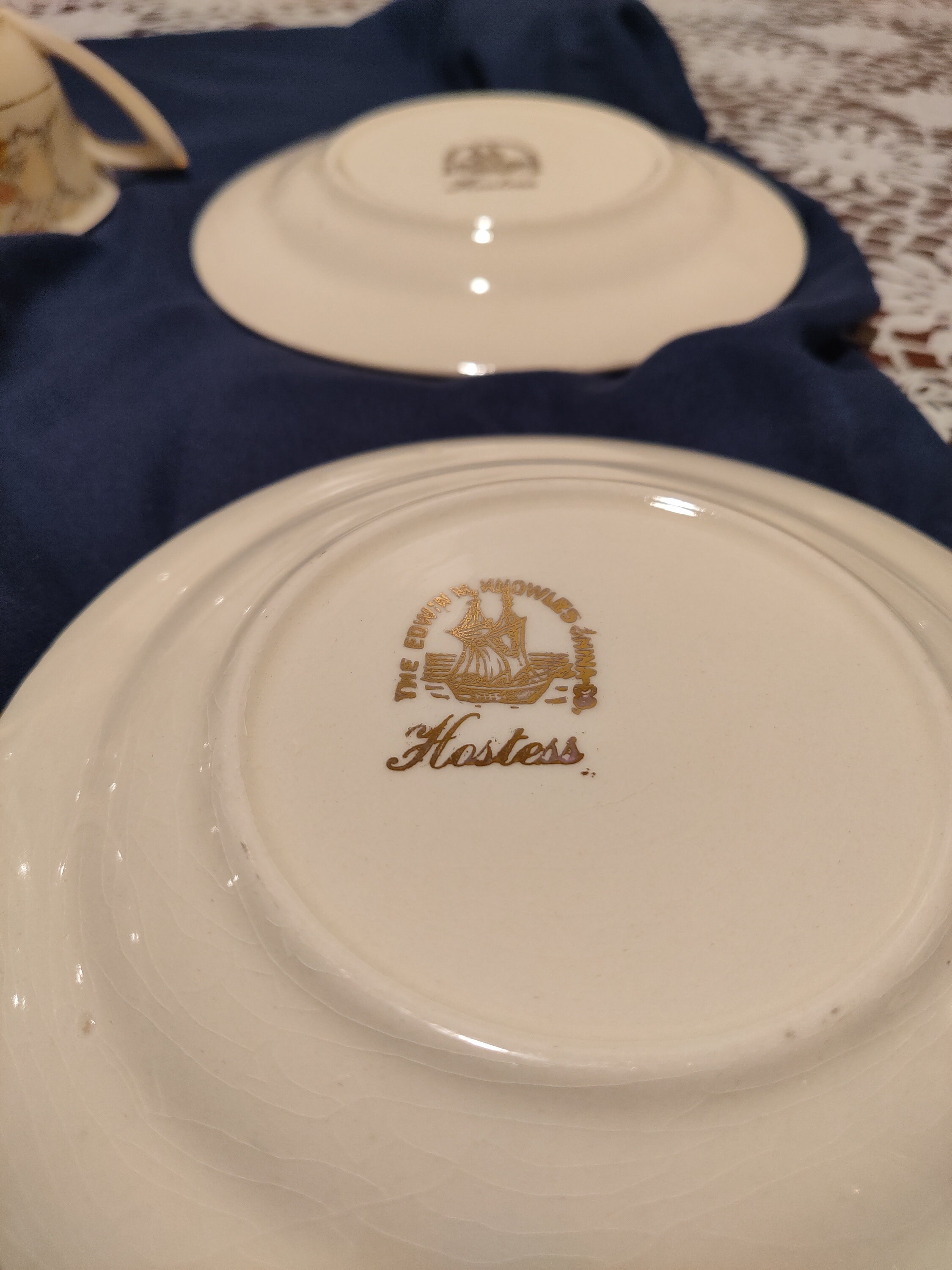 4 Vintage Edwin M Knowles China Co. Hostess Gold Trimmed and Flower Tea ...