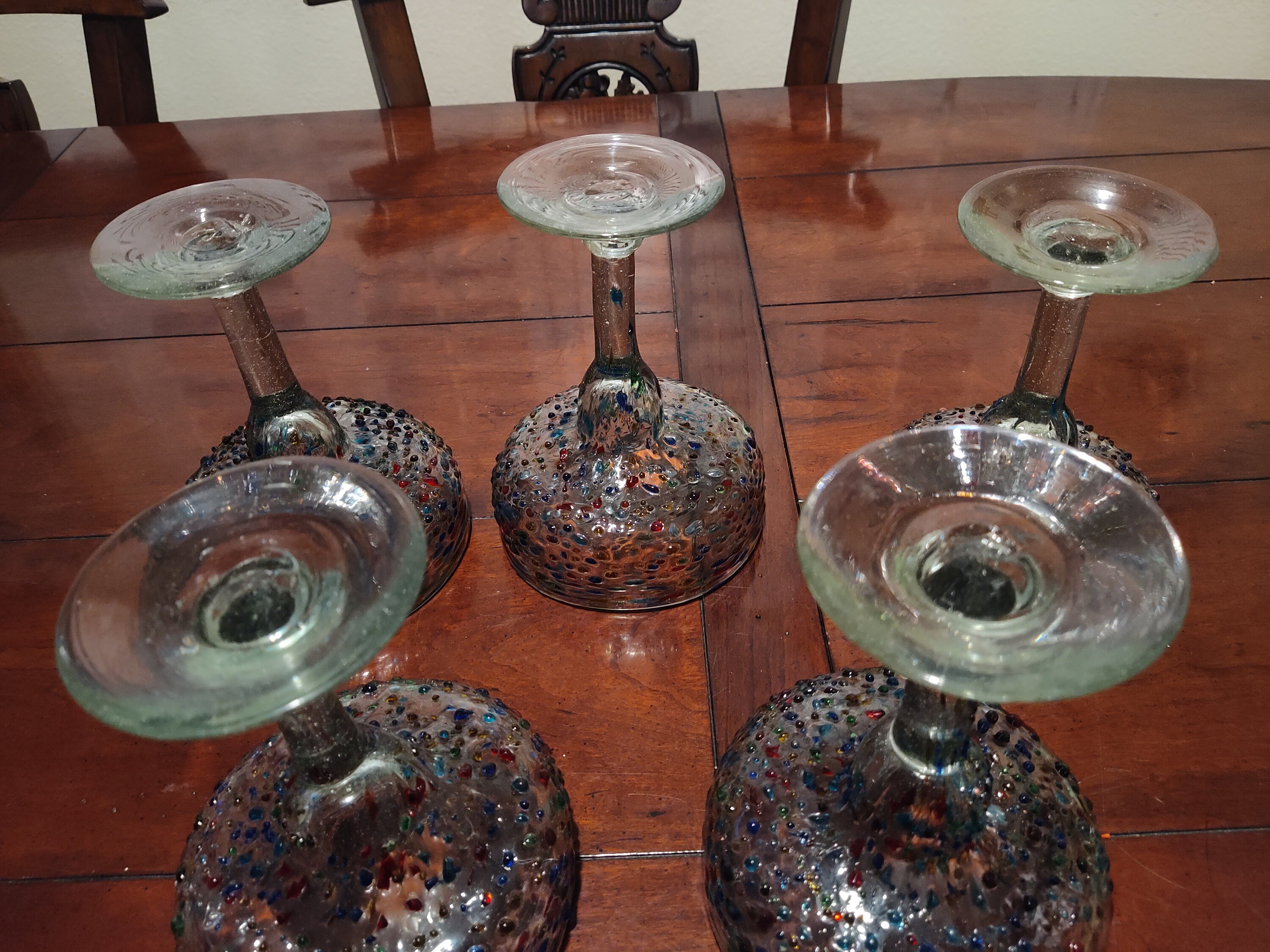 Set of 5 Heavy Mexican Confetti Nobby Handblown Multi-colored Margarita ...