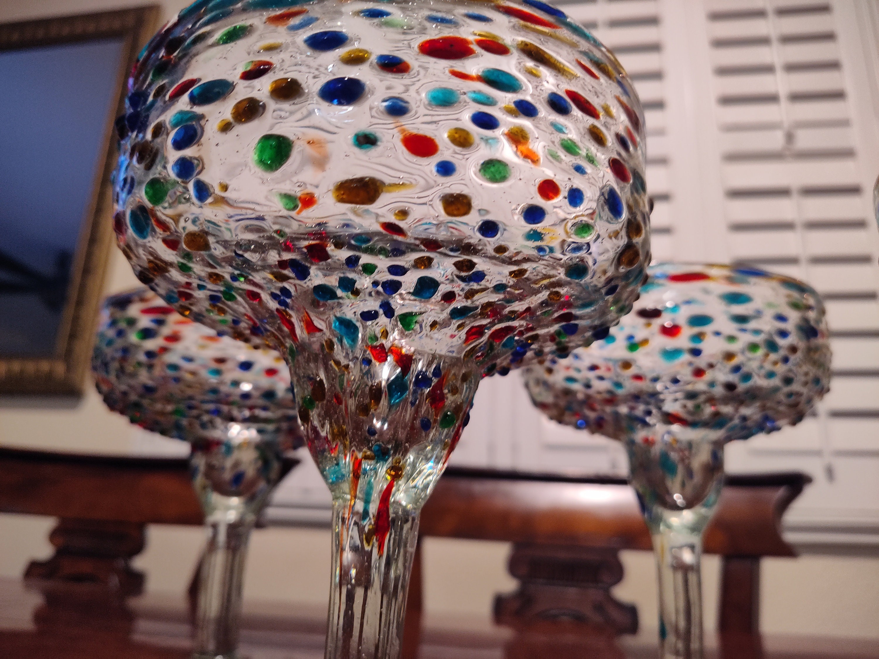 Set of 5 Heavy Mexican Confetti Nobby Handblown Multi-colored Margarita ...