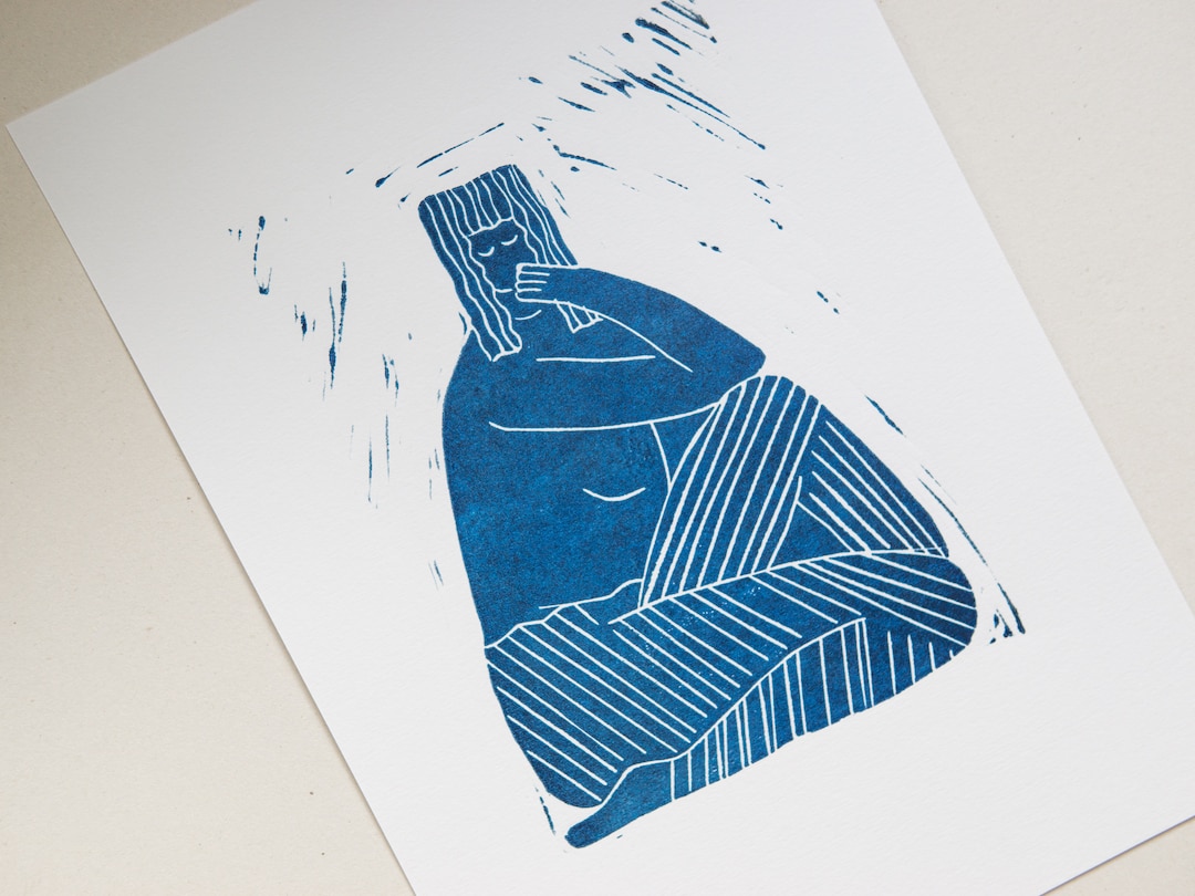 Original Linocut linocut Figure // Handprinted // - Etsy