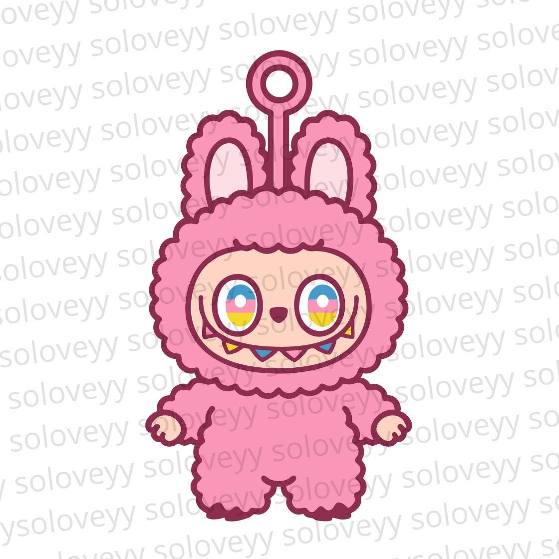 Cute Pink Labubu PNG, Monster T-shirt Design, Kawaii Creature ...