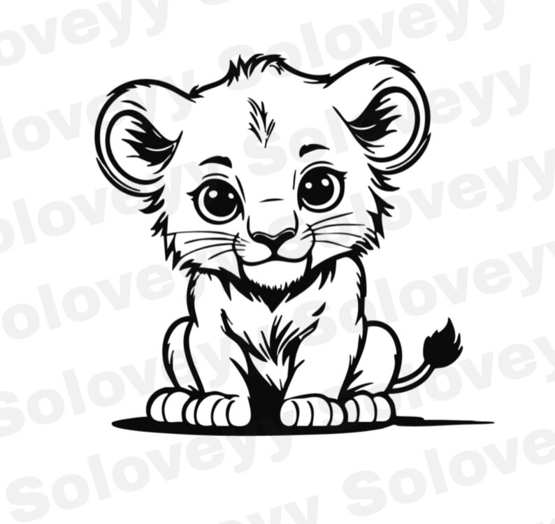 Minimalist Lion Cub SVG PNG: Jungle Animal Clipart (digital Download - Etsy
